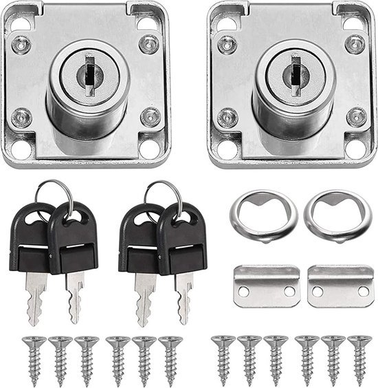 2 stuks Cam Lock 22 mm, veiligheidskastslot met sleutel, verschillende ...