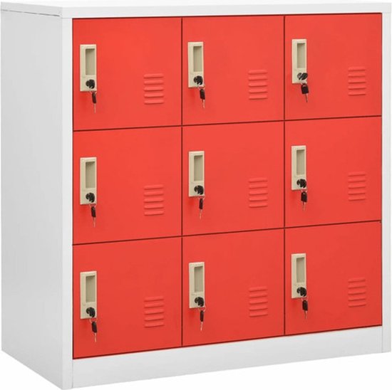 vidaXL Lockerkasten set van 2 - Staal - Lichtgrijs/Rood Locker Kast ...