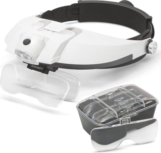 Vergrootglas Bril met LED Verlichting - Hoofdband Loepbril met 5 Lenzen ...