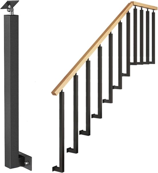 Verstelbare Trapleuning met Zwarte Beugels - Ideaal voor Veranda en ...
