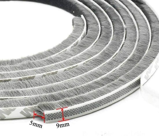 Zelfklevende borstelafdichting 12m - Tochtstrip voor Schuifdeuren en ...