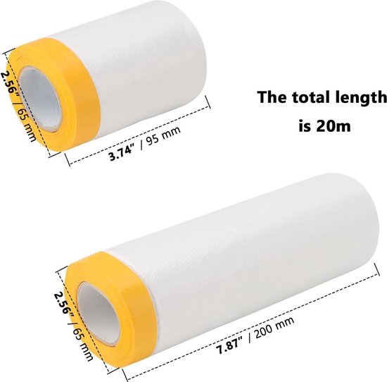 6 Pack Dust Sheet Rolls - Masking Film Roll Drop Cloth With Adhesive ...
