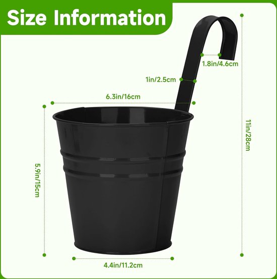 Metalen Hangende Plantenpotten - 16 cm - Geschikt voor Balkon en Tuin - 10 stuks -... | bol