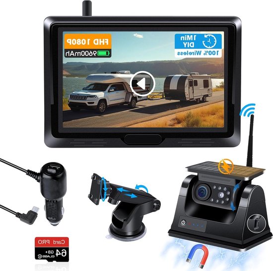 Magnetic Rear Camera with 9600 mAh Battery Rechargeable - Wireless Rear ...