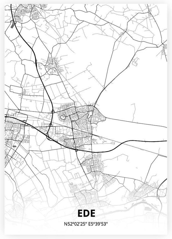 Ede plattegrond - A2 poster - Zwart witte stijl | bol