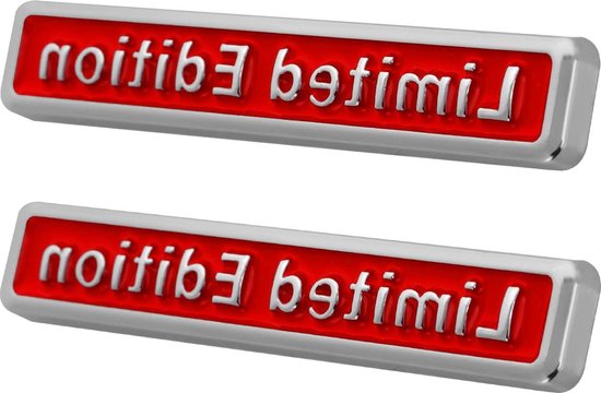 3D Auto Limited Edition Logo Stickers Rood Metaal - Set van 2 Stuks ...