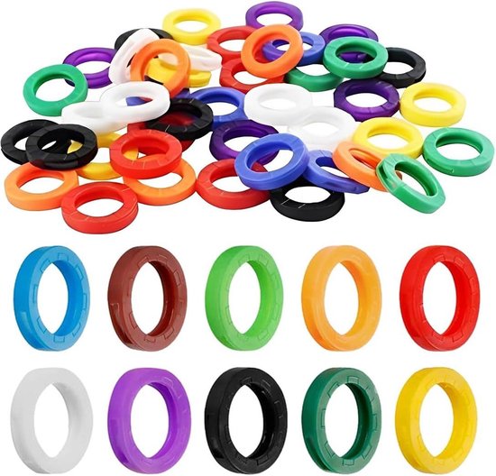 Set van 50 stuks sleutelafdekkingen - 10 kleuren - kunststof etiketten ...