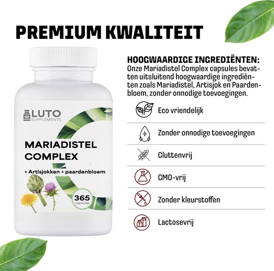Mariadistel artisjok paardenbloem complex - 365 capsules (6 ...