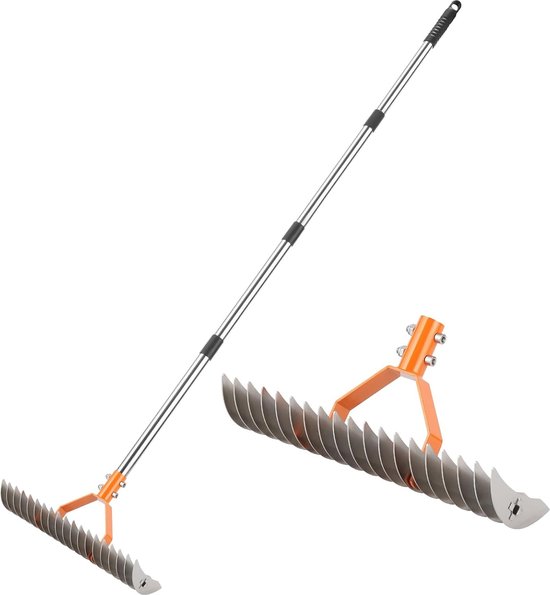 62" Rieten Hark voor Gazons - 15 Inch Brede Hark met 11 Gebogen Stalen ...