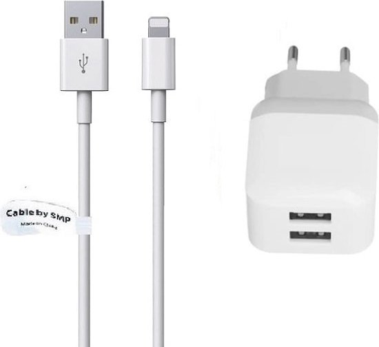 OneOne 2.1A lader + 1,2m Lightning kabel. Universele oplader met 2 poorten Non... | bol