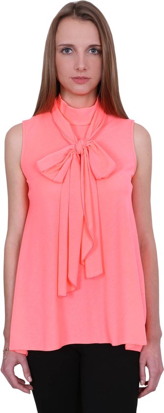 Elegante neon blouse met strik van John Zack. | bol