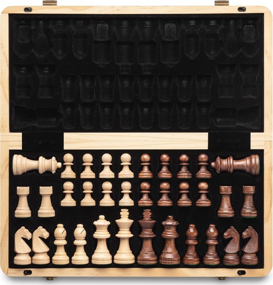 15 inch Opvouwbare Schaakset met Staunton Schaakstukken en Opbergtas ...