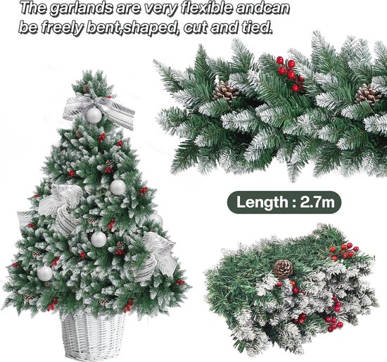 Kerstslinger met Kunstdennenappels - 2,7m Decoratie voor Binnen en ...