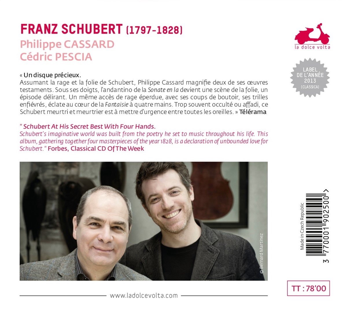 Philippe Cassard & Cedric Pescia - Sonate Pour Piano D.959 (CD ...