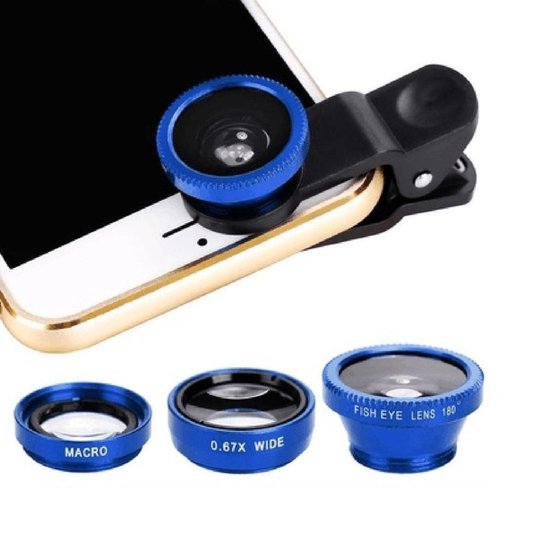 Multifunctionele 3 In 1 Telefoon Lens Kit - Fish Lens + Macrolens