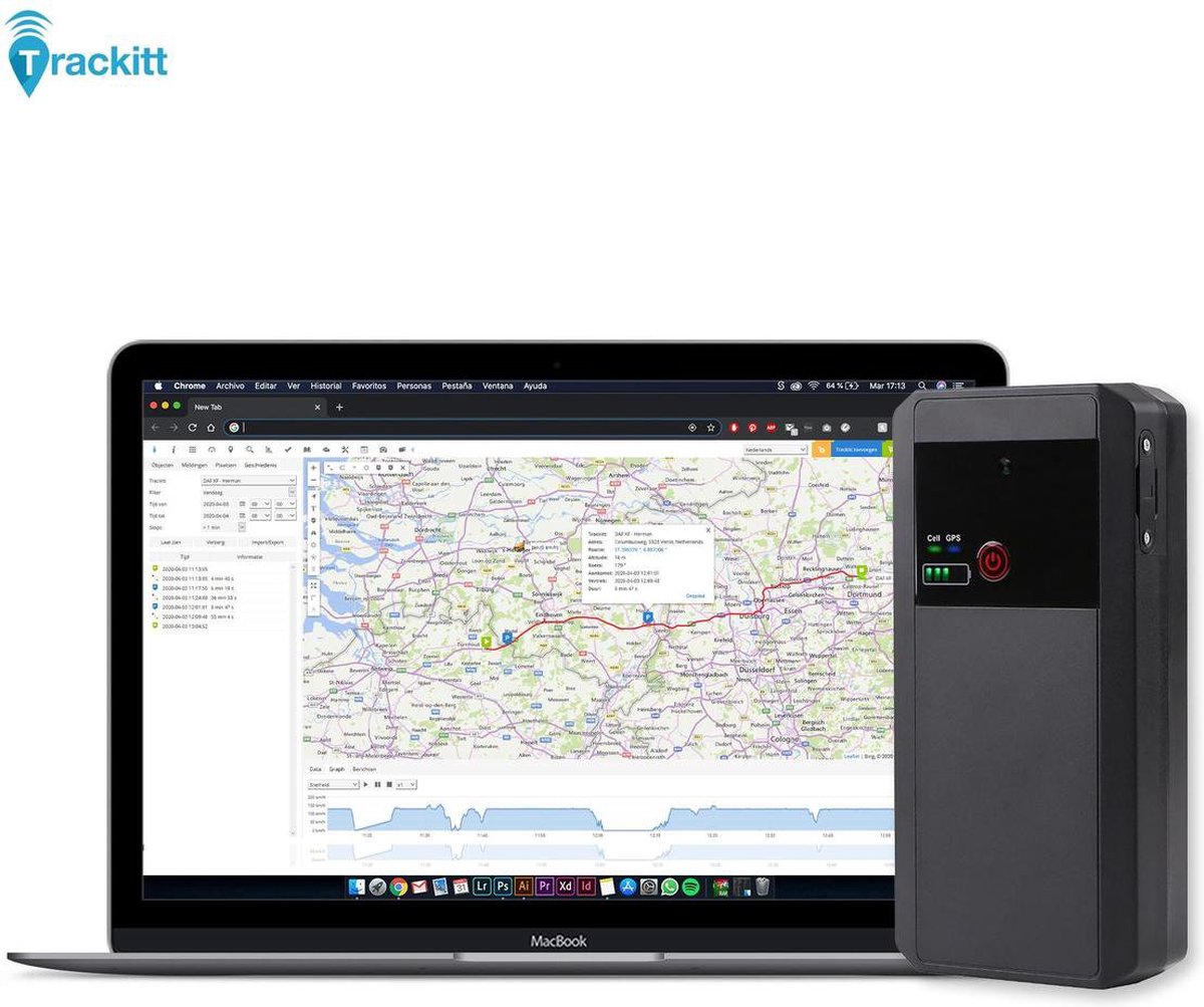 Trackitt Pro GPS Tracker met Magneet | Waterdicht | 90 Dagen Accu ...