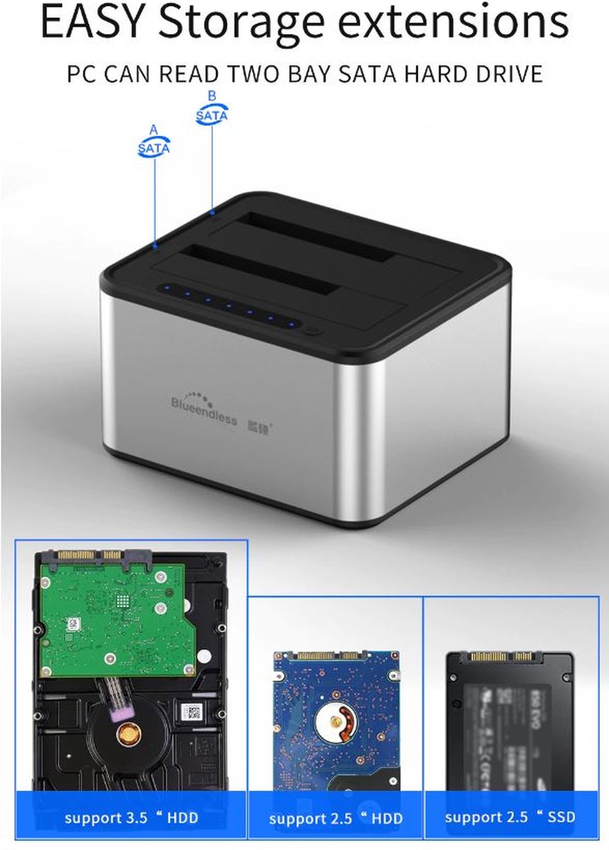 SSD / HDD copy + docking station 2 x SATA | bol.com