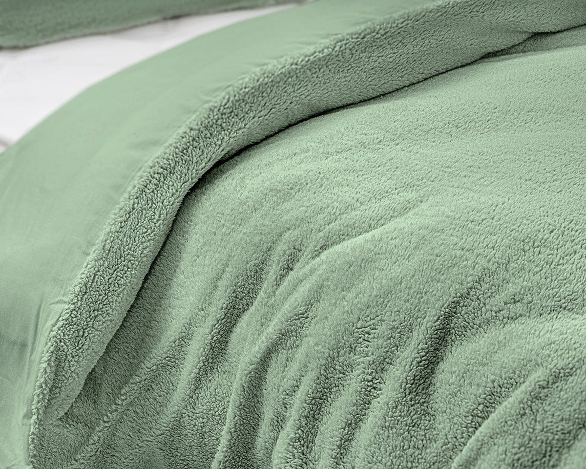 Sleeps Teddy Zachte Dekbedovertrek Licht Groen Tweepersoons 200x200/220 ...