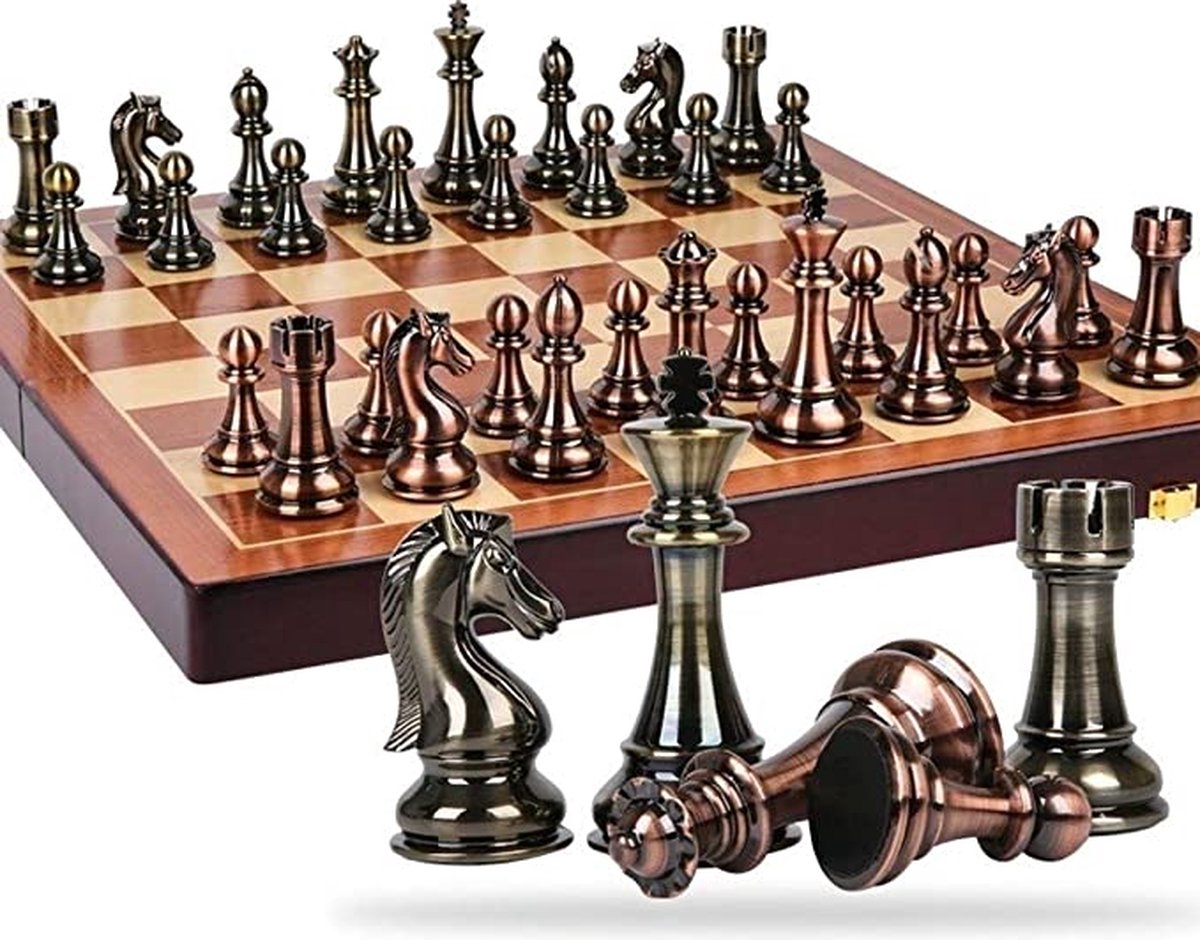 Pro-Care XL Super de Luxe Walnoot Handgemaakt Schaakbord Met Bronzen ...