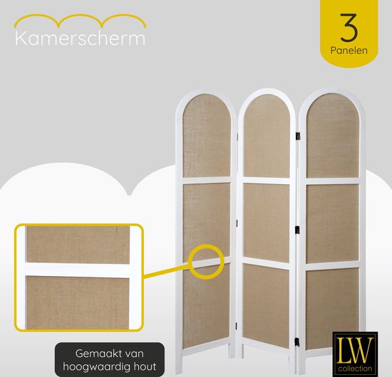 LW Collection Kamerscherm wit hout - kamerschermen 3 panelen ...