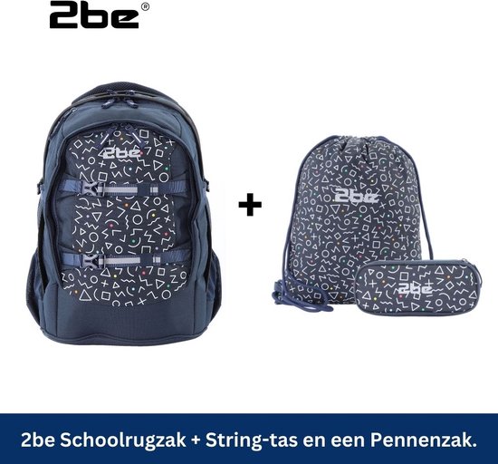 2be Ergonomisch met reflecterende delen schoolrugzak met string-tas en ...