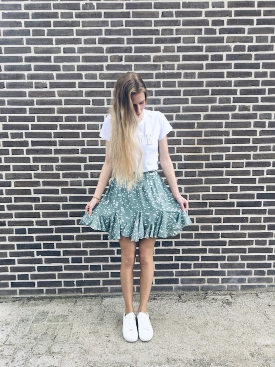 Hill Fashion - Rokje - Spring - Mint Groen/Wit - Maat M | bol