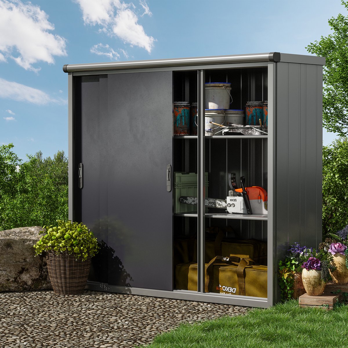 GFP Metalen tuinkast 210x75x195 cm gereedschapskast weerbestendig met ...