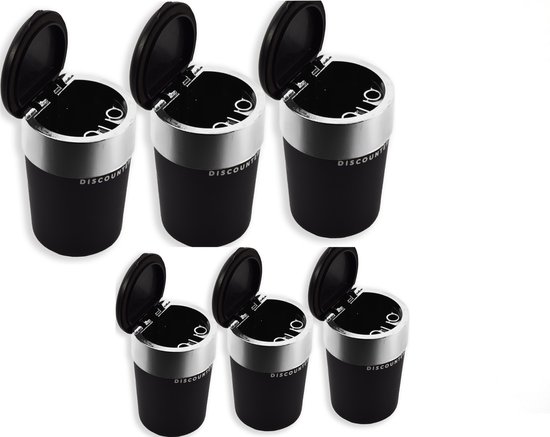 6 Stuks auto Asbak met led inclusief BATTERIJ - Geurvrije anti rook ...