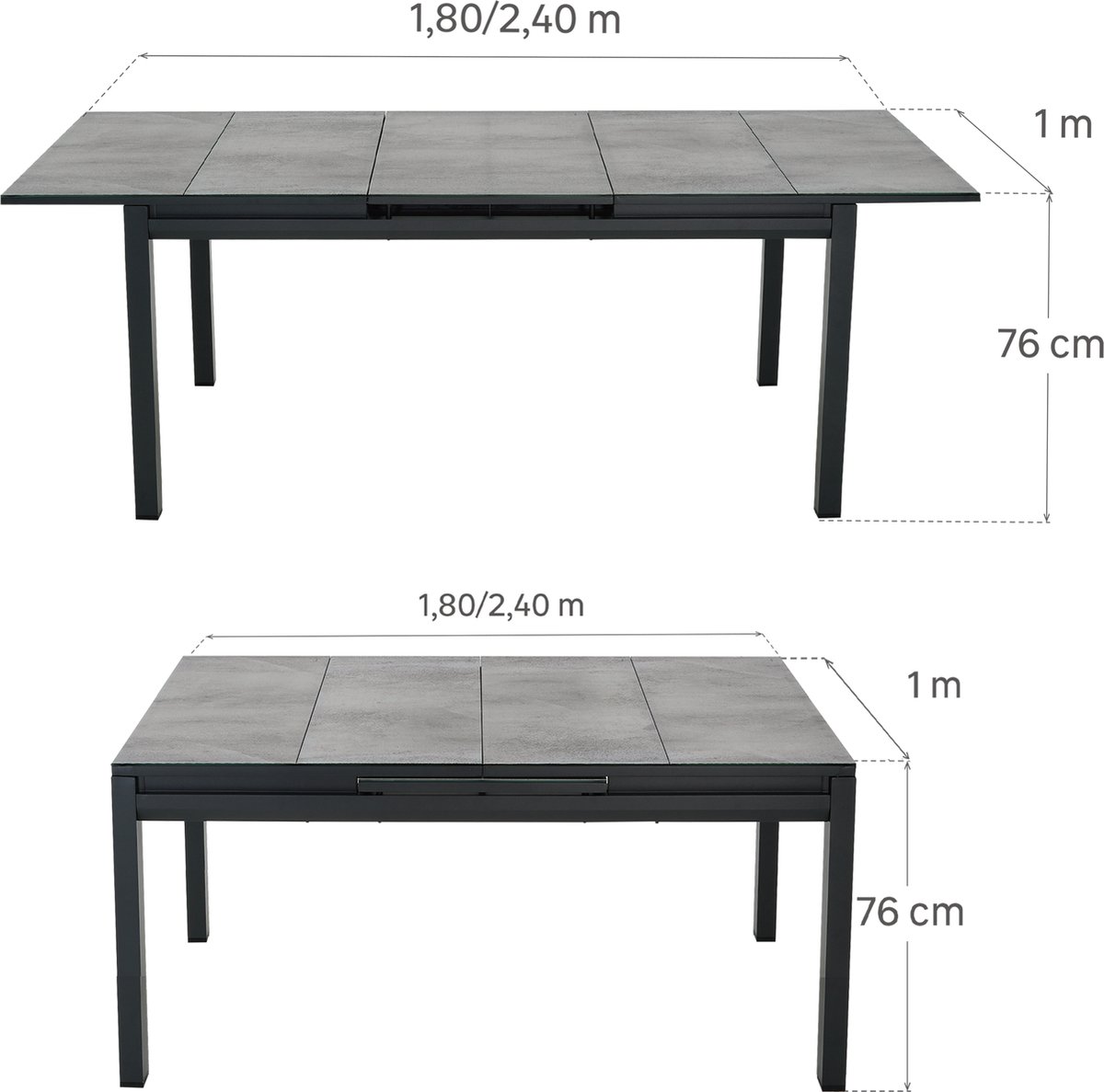 NATERIAL - uitschuifbare tuintafel ODYSSEA PREMIUM - uitschuifbare ...