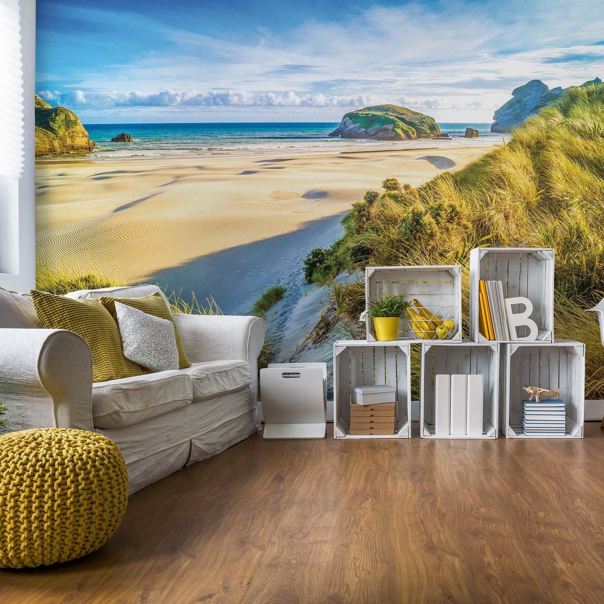 Fotobehang - Vlies Behang - Duinen, Strand en Zee - 104 x 70,5 cm | bol.com