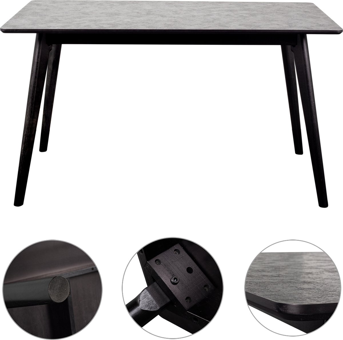 Lina Eettafel 140 cm - MDF Brandvertragend - Zwart Design Tafel | bol.com