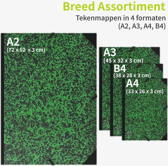 ACROPAQ Tekenmap A2 - 52 x 72 cm, XXL Groot, Met Linten, Groen | bol