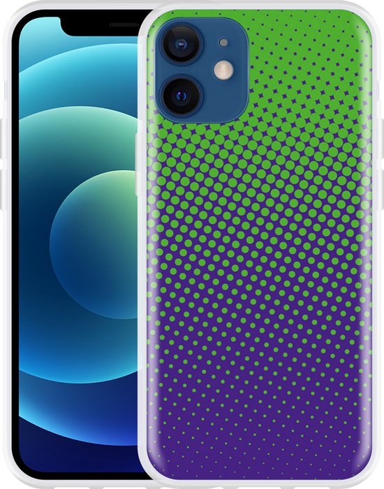 Apple iPhone 12 Mini Hoesje lime paarse cirkels - Designed by Cazy | bol
