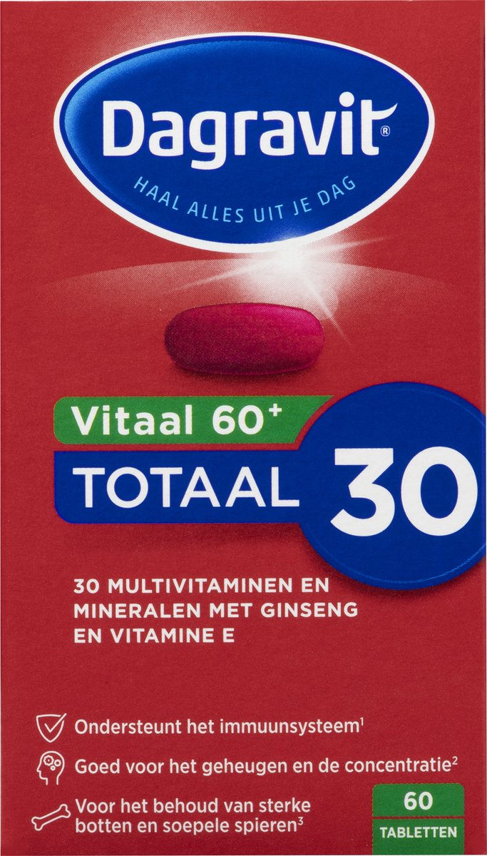 Dagravit Totaal 30 Xtra Vitaal 60+ - Vitaminen - 60 tabletten | bol.com