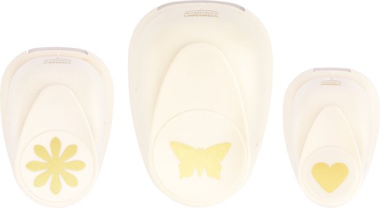 Vaessen Creative Ponsen Set - Hart, Bloem, Vlinder - Klein, Middel ...