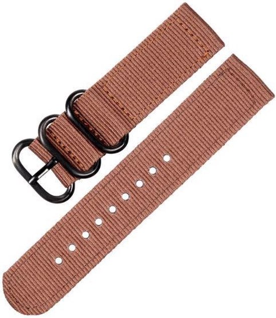 Premium Brown - Zulu two-piece Nato strap 22mm - Horlogeband Bruin | bol