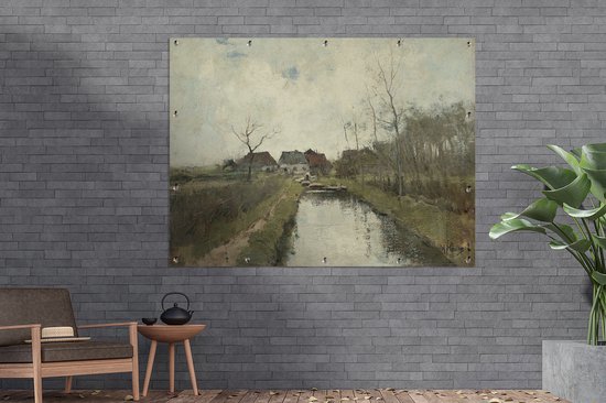 Muurdecoratie buiten Huisje aan een sloot - Schilderij van Anton Mauve ...