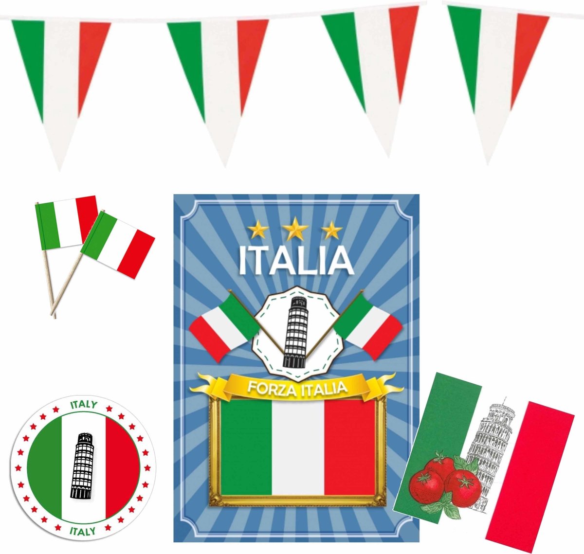 Articles de fête paquet de décoration drapeau Italie 5 pièces ...