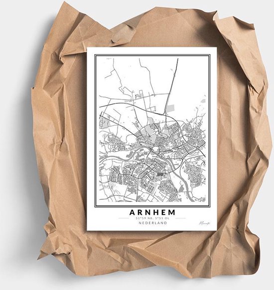Poster Stad Arnhem A4 - 21 x 30 cm (Exclusief Lijst) Citymap - Stadsposter -... | bol