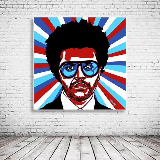 Pop Art The Weeknd Canvas - 80 x 80 cm - Canvasprint - Op dennenhouten ...