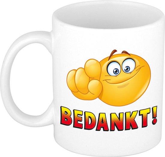 Bedankt mok met Smile / Emoticon - wit - kantoorhumor beker - cadeau ...
