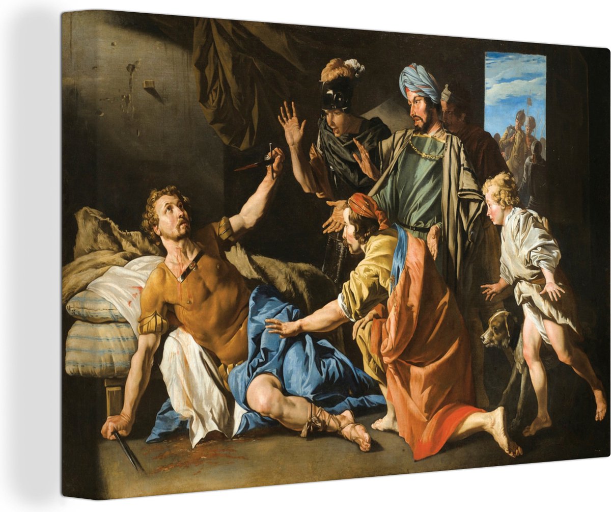 Canvas Schilderij De dood van Brutus - Schilderij van Matthias Stom - 120x80 cm -... | bol.com