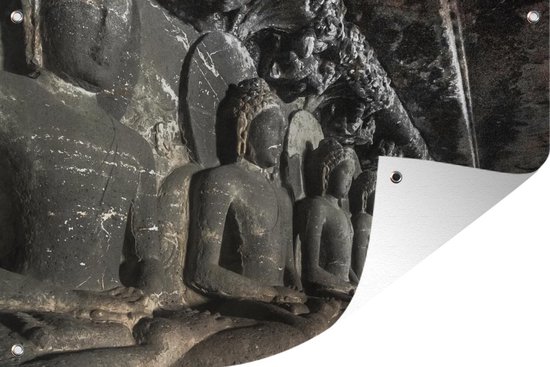 Tuinposters buiten Gang vol Boeddhabeelden in de Ajanta grotten - 90x60 ...