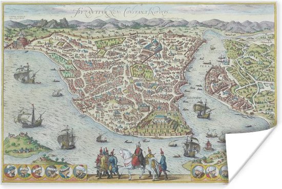Oude kaart van het Ottomaanse Rijk poster papier 180x120 cm - Foto ...