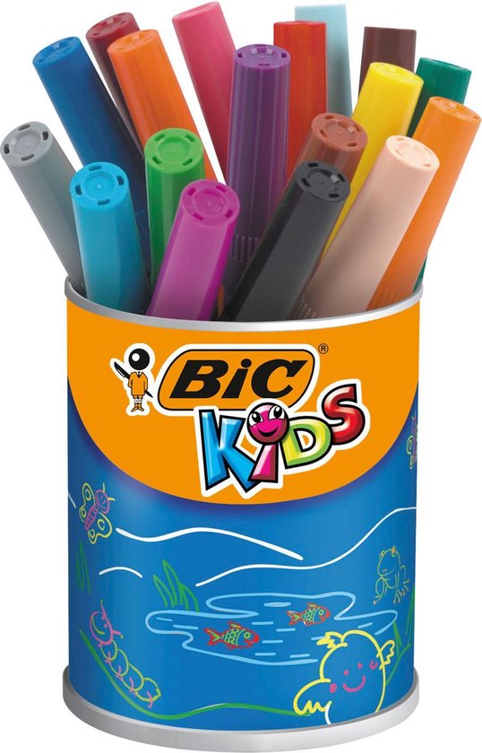 Bic Kids Viltstift Visacolor XL Ecolutions 18 stiften in een metalen ...
