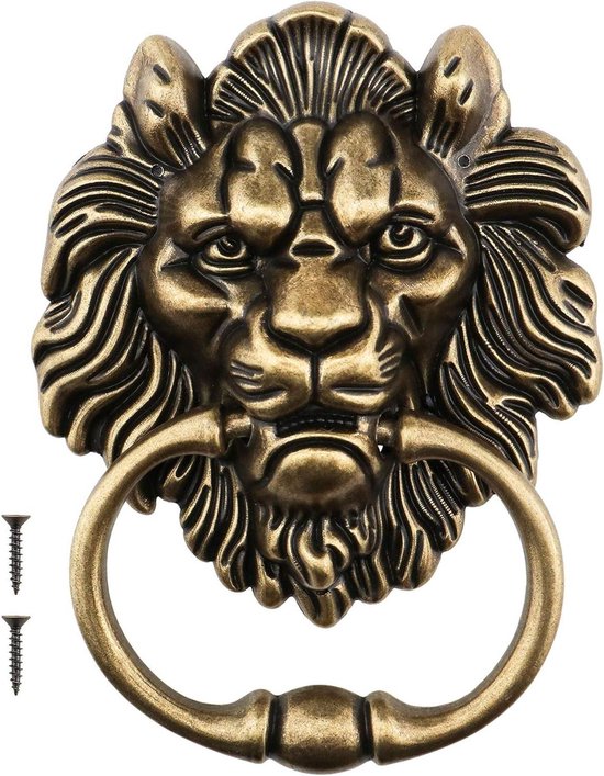 Leeuw Head Knocker 15.8 cm Gepolijst Brons Classic Vintage Design ...