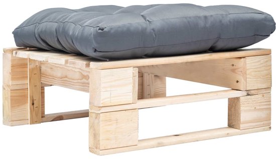 vidaXL Poef - Poefs - Poefen - Pallet Poef - Tuinpoef met grijs kussen ...