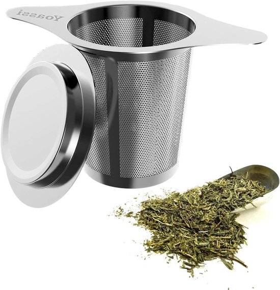 Premium theezeef met deksel - roestvrij staal - Ø 60 mm | bol