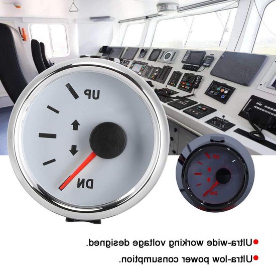 52mm/2in Boat Trim Gauge with UP-DN Wires, 0-190ohm Signal, Tilt ...