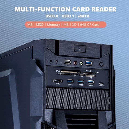 Interne PC-kaartlezer - 5.25 inch multifunctionele kaartlezer met USB 3 ...